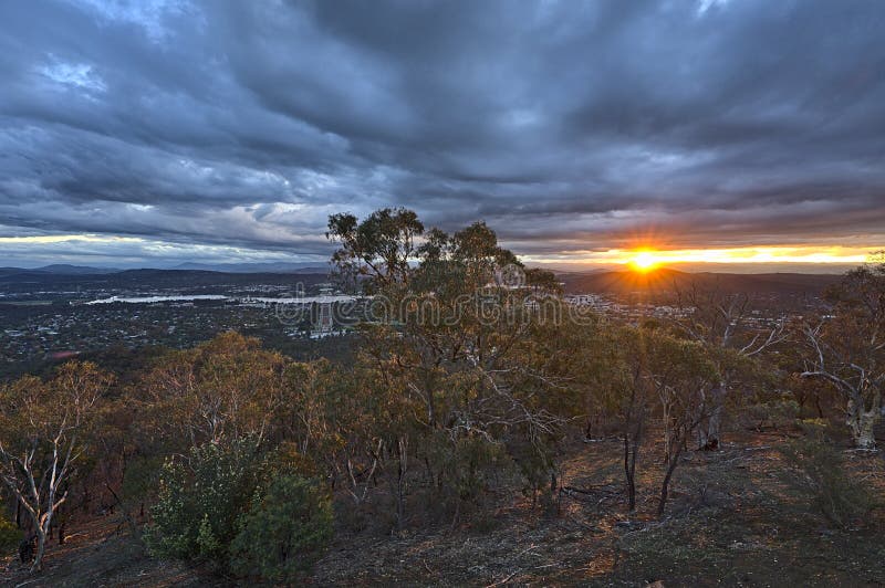 Canberra at Night from Mount Ainslie Lookout Stock Photo - Image of ...