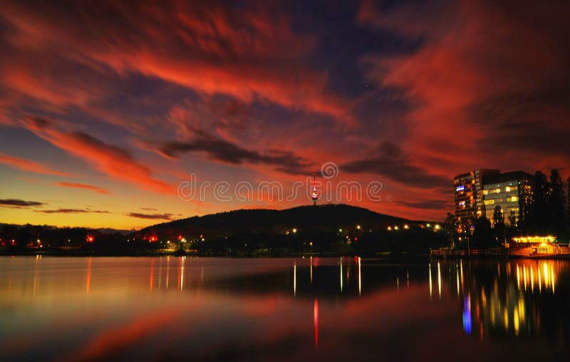 Canberra sunset stock photo. Image of sunset, night, canberra - 89649772