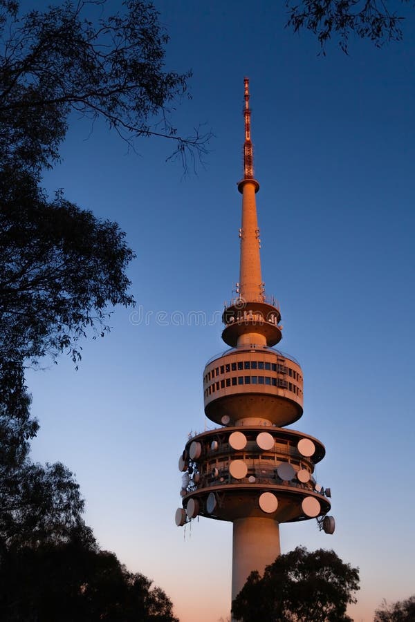 Canberra Tower Structure Sunset Australia Stock Photo - Image of ...
