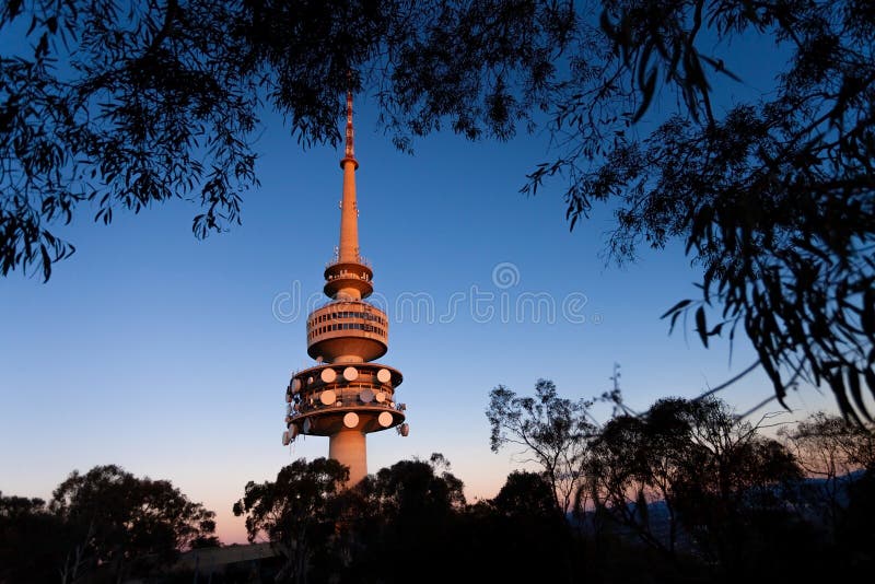 Canberra Tower Structure Sunset Australia Stock Image - Image of city ...