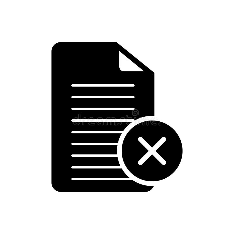 Black Solid Icon for Cancel, Agreement and Document Stock Vector ...
