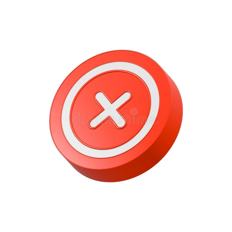 3d Rejection Icon. Cancel Cross or Delete Sign. Forbidden X Symbol ...