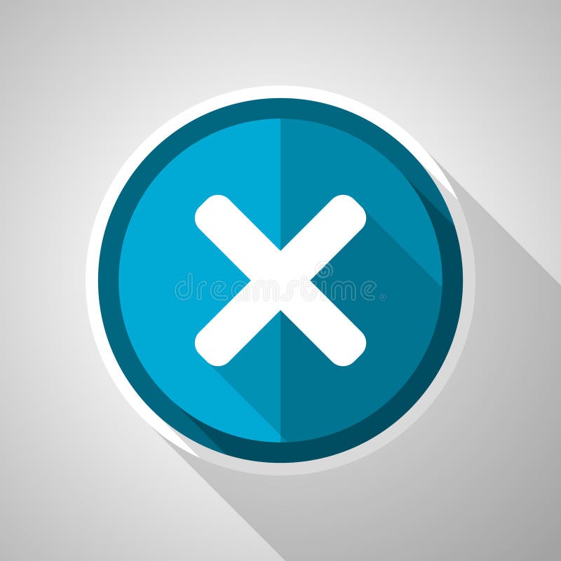 Cancel, Cross Symbol, Flat Design Vector Blue Icon with Long Shadow ...