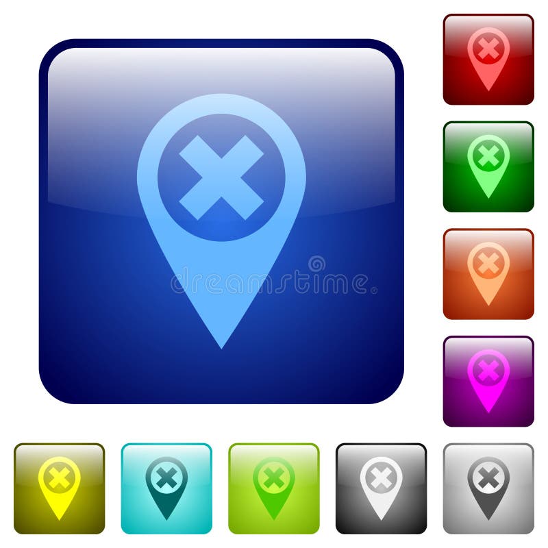 Cancel GPS Map Location Color Square Buttons Stock Vector ...