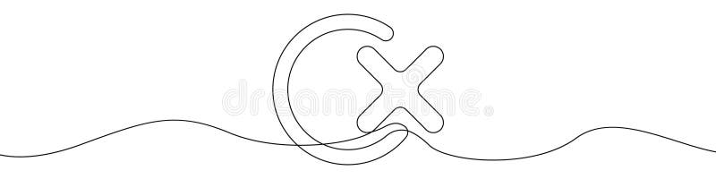 Cancel Icon Line Continuous Drawing Vector. One Line Cross in a Circle ...