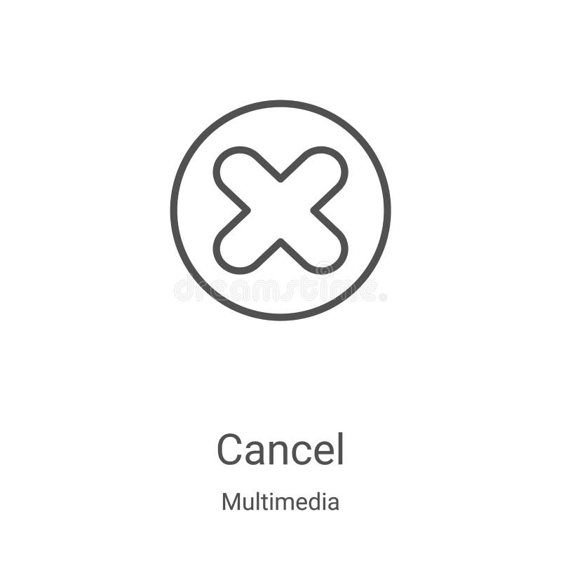 Cancel Icon Vector from Multimedia Collection. Thin Line Cancel Outline ...