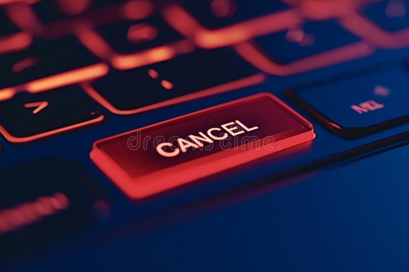 Cancel Key Glowing Red on Backlit Keyboard Stock Photo - Image of ...