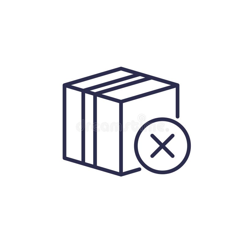 Cancel Order Line Vector Icon with a Parcel Stock Vector - Illustration ...