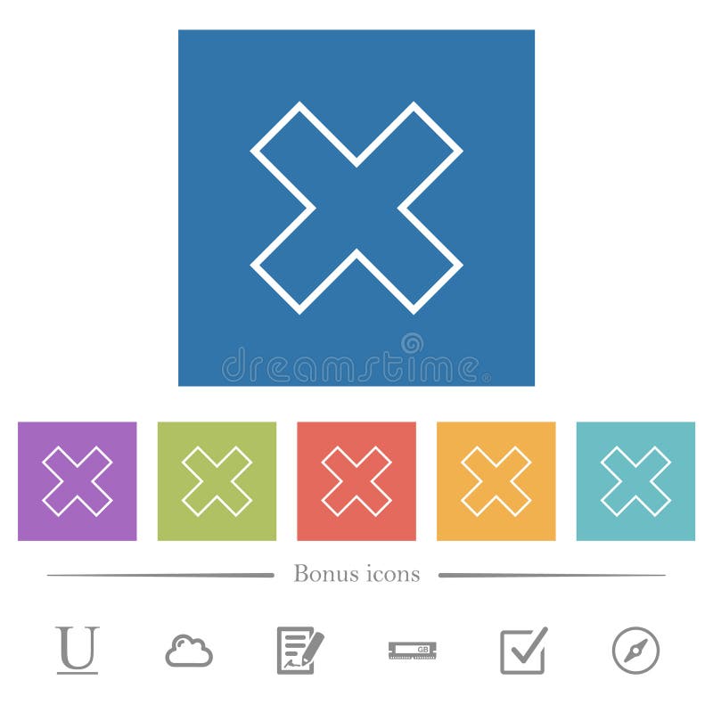 Cancel Outline Flat White Icons in Square Backgrounds Stock Vector ...
