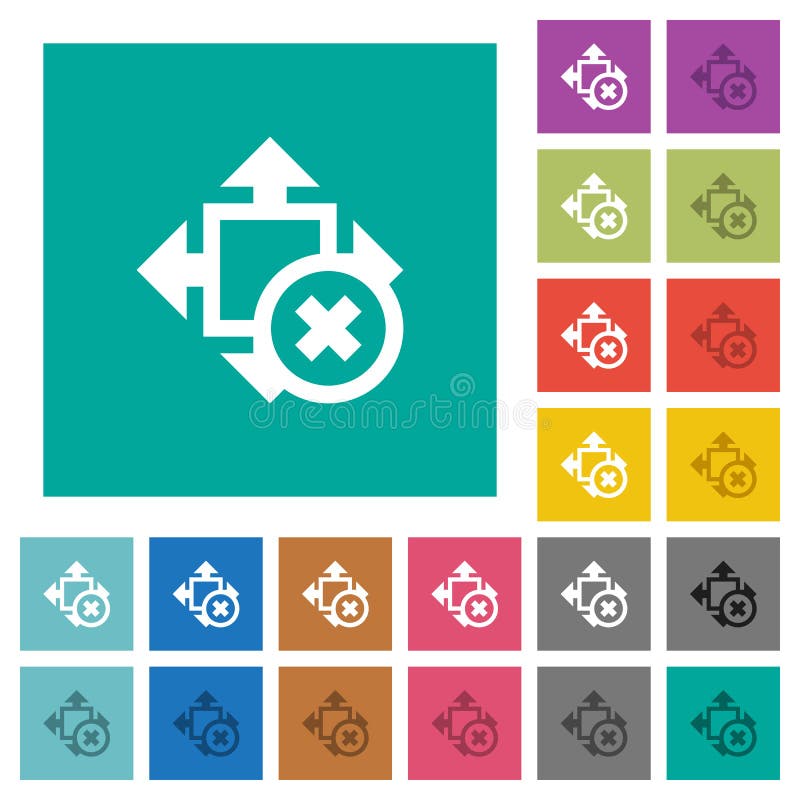 Cancel size square flat multi colored icons