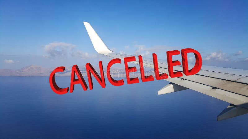 Cancelled Flight. Aeroplane Wings with Blue Sky Background Stock Image ...