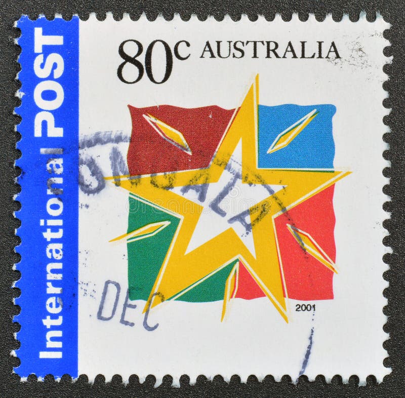 Cancelled Postage Stamp Printed by Australia, that Shows Christmas 2001 ...