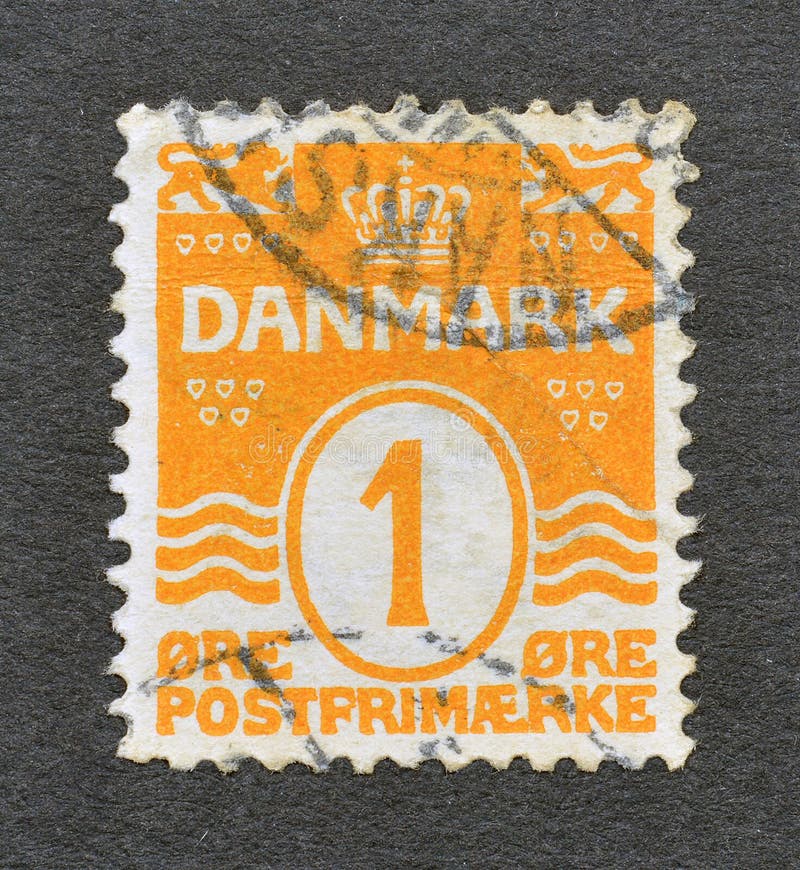 Cancelled Postage Stamp Printed by Denmark, that Shows Numeral Value ...