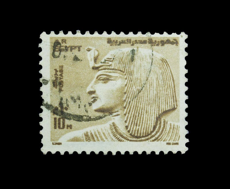 Cancelled Postage Stamp Printed by Egypt, that Shows Pharaoh Sethos ...