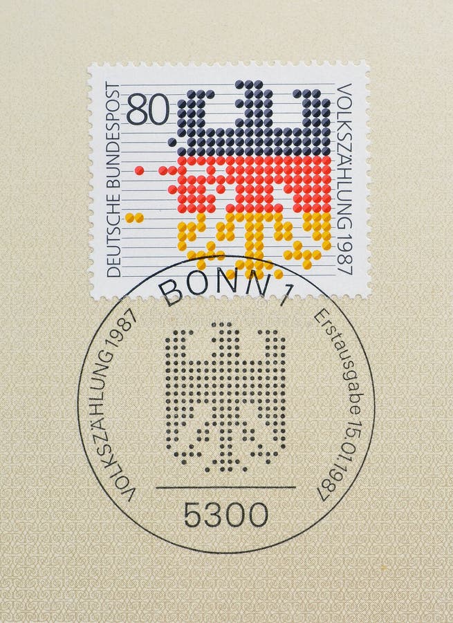 Cancelled Postage Stamp Printed by Germany, that Shows Federal Eagle ...