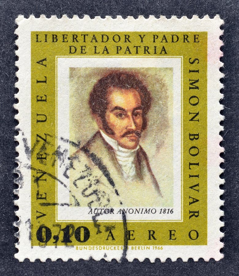 Cancelled Postage Stamp Printed by Venezuela, that Shows Painting of ... Cancelled Postage Stamp Printed by Venezuela, that Shows Painting of ...