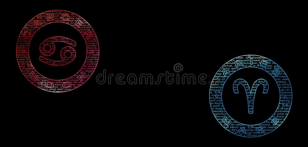 Cancer and Aries Compatibility Stock Illustration - Illustration of ...