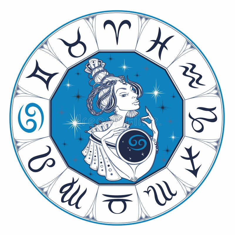 Cancer Astrological Sign As A Beautiful Girl Stock Illustration