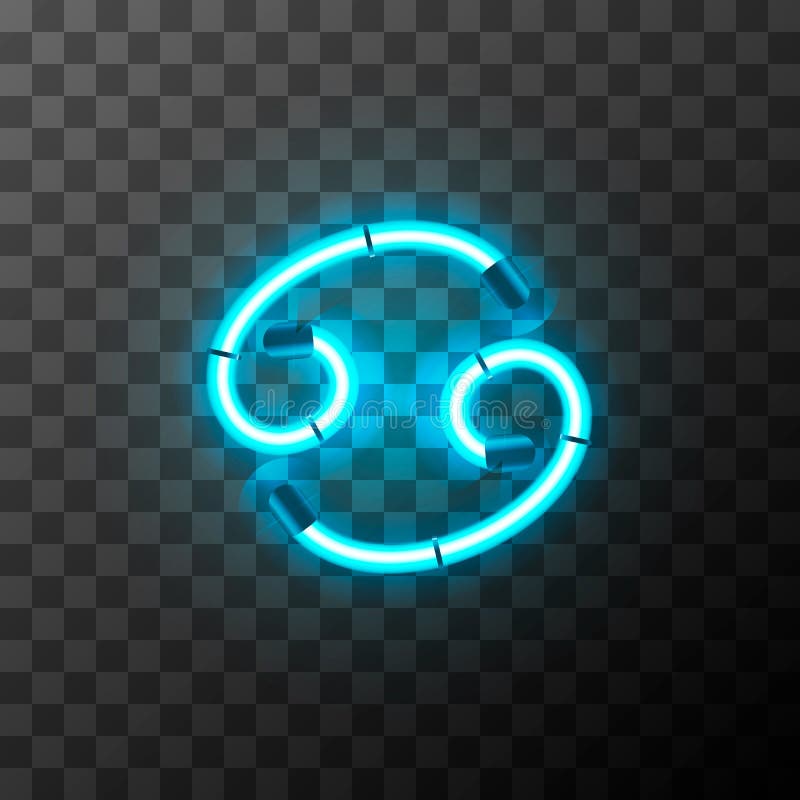 Cancer Bright Blue Neon Zodiac Sign Star Sign For Astrology Horoscope