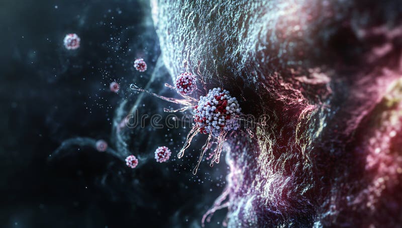 Cancer Cell Attack: Microscopic View Stock Illustration - Illustration ...