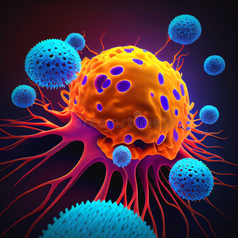 Cancer Cell Attacking Healthy Cells Stock Image - Image of incvades ...