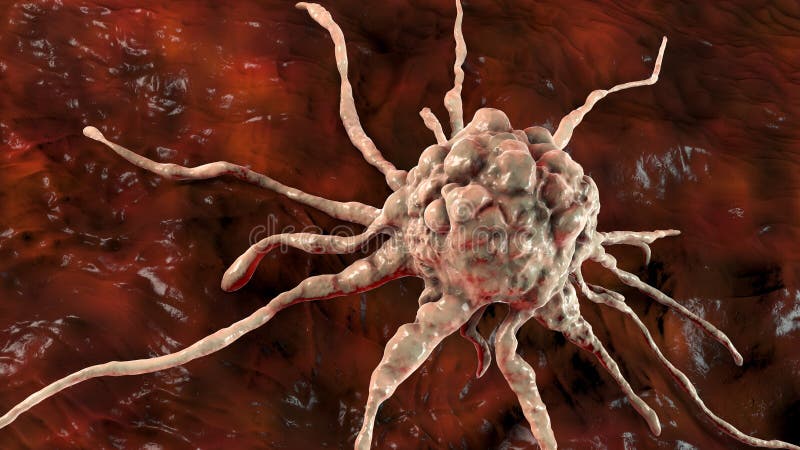 Cancer cell, close-up view stock illustration. Illustration of growth ...