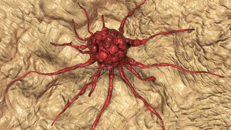 Cancer cell, close-up view stock illustration. Illustration of ...