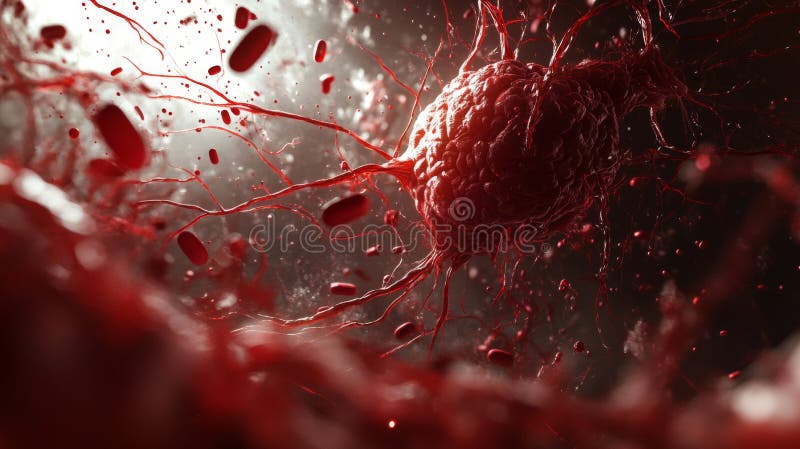 A Cancer Cell Exploding in a Blood Vessel Stock Illustration ...