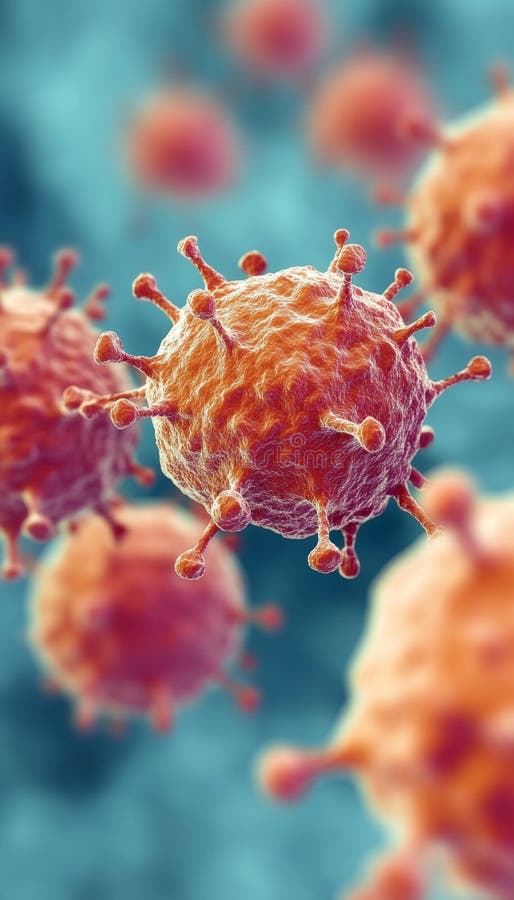 Cancer Cell Formation Under Microscope, Scientific Illustration of ...