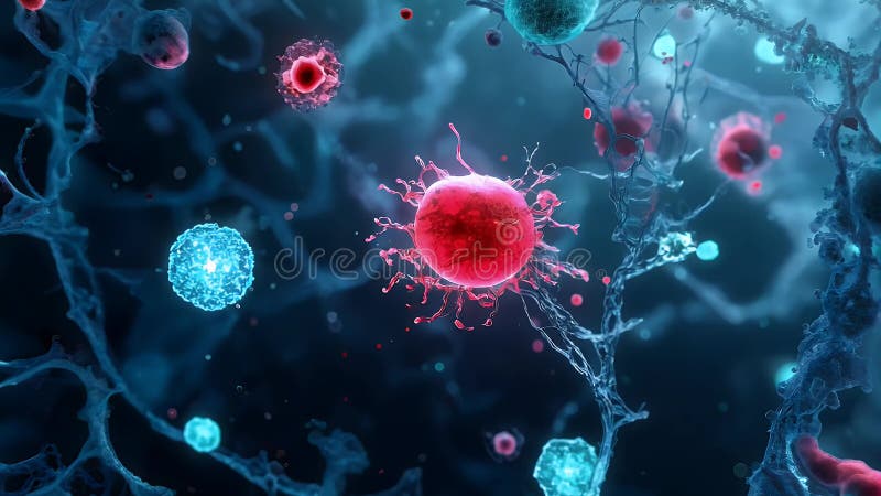 Cancer Cell Growth Under a Microscope, Abstract Scientific ...