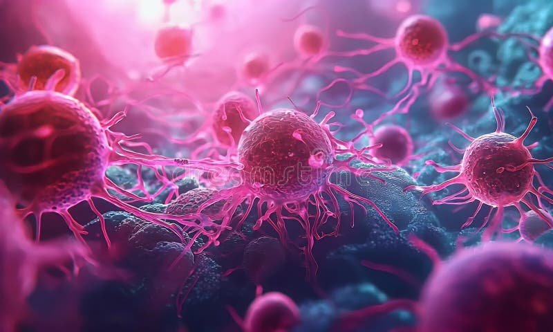 Cancer Cell Growth Under a Microscope, Abstract Scientific ...