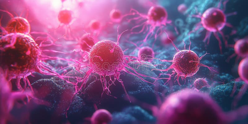 Cancer Cell Growth Under a Microscope, Abstract Scientific ...