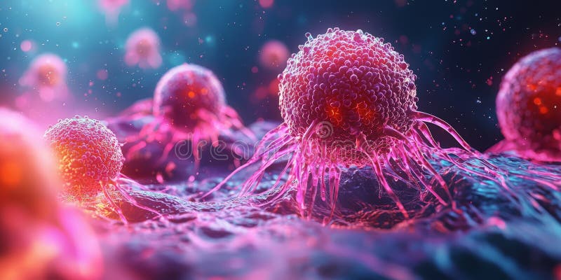 Cancer Cell Growth Under a Microscope, Abstract Scientific ...