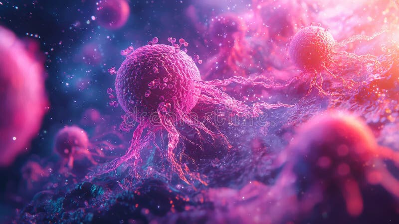 Cancer Cell Growth Under a Microscope, Abstract Scientific ...