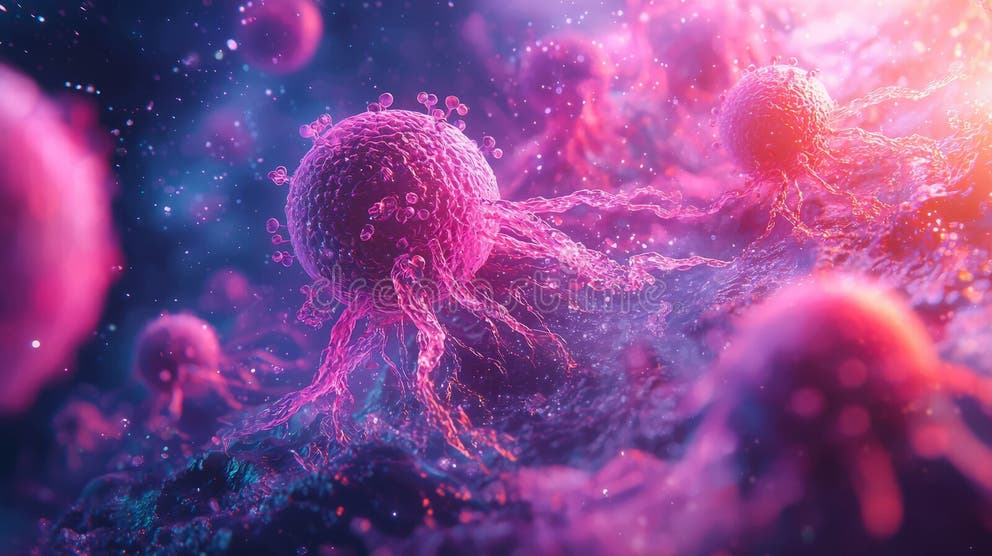 Cancer Cell Growth Under a Microscope, Abstract Scientific ...