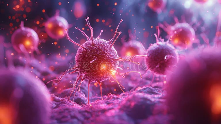 Cancer Cell Growth Under a Microscope, Abstract Scientific ...