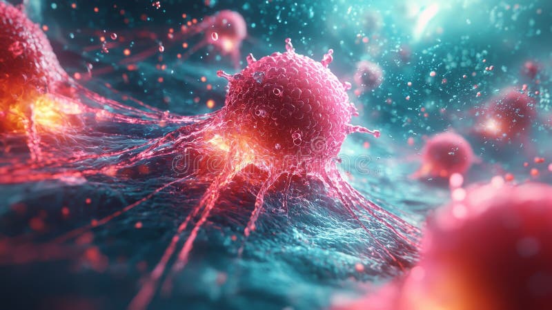 Cancer Cell Growth Under a Microscope, Abstract Scientific ...