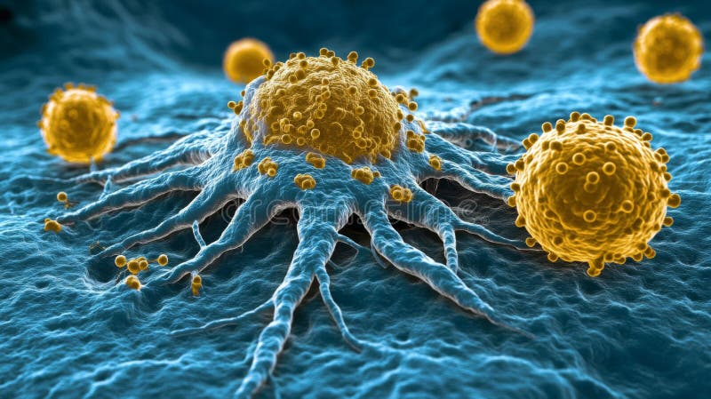 Cancer Cell Microscopic View Showing Cellular Structure Stock ...