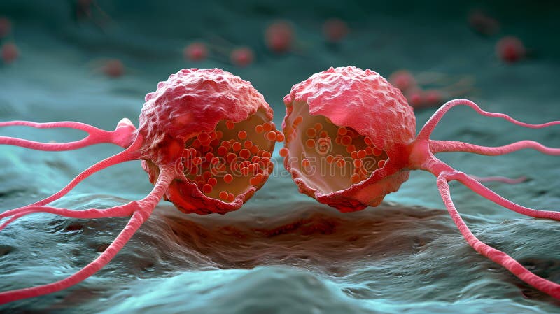 Cancer Cell Microscopy, Illusstration of Cancer Cells Undergoin. Stock ...