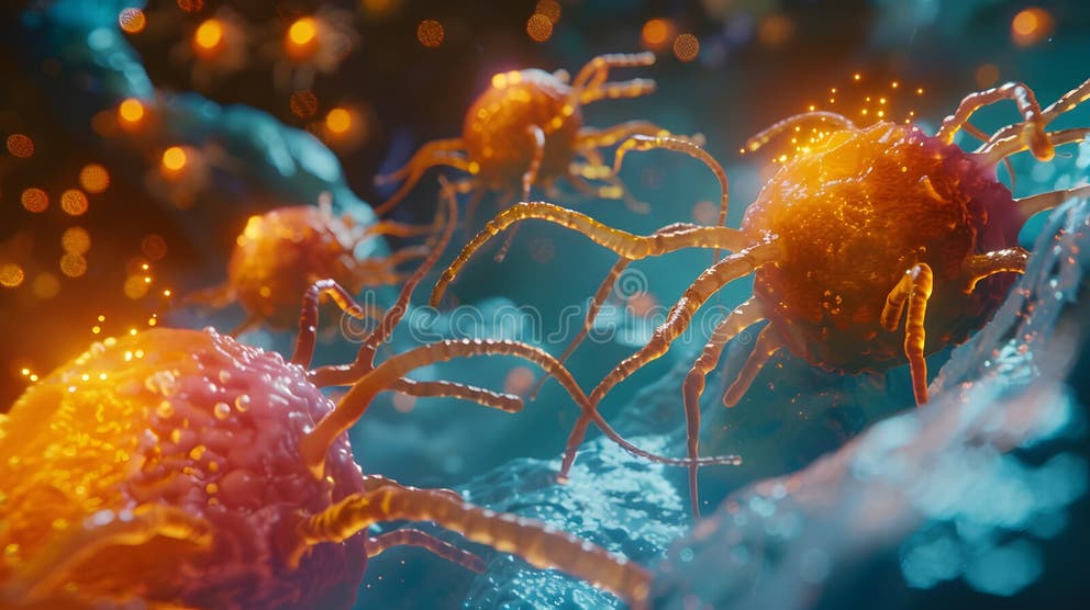 Cancer Cell Microscopy, Illusstration of a Detailed Microscopy. Stock ...