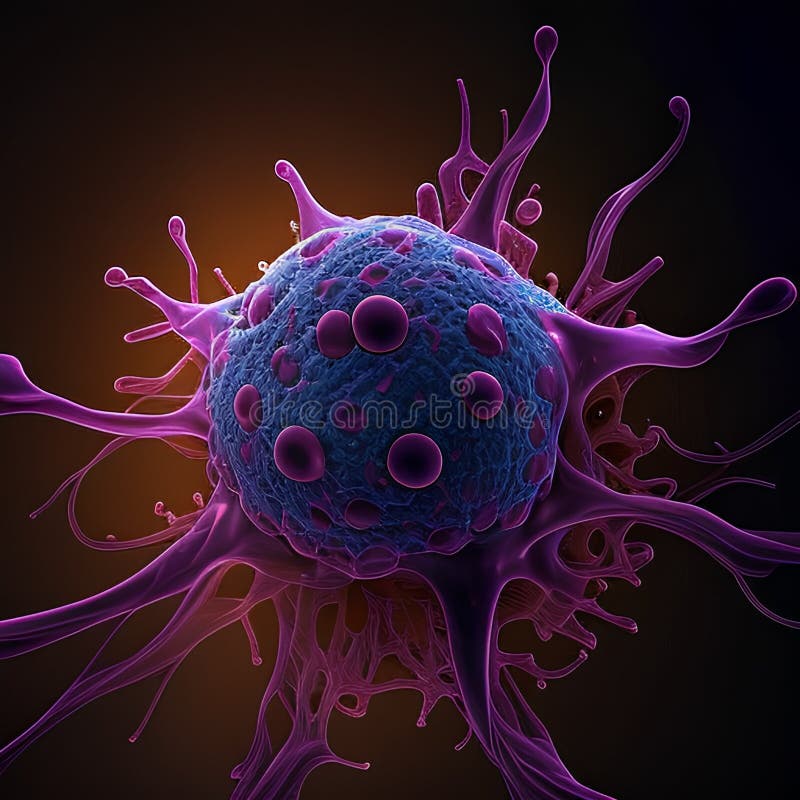 Cancer Cell or Tumor Illustration in Colour Background Made in 3d ...