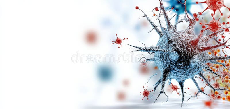 Cancer Cell Under Microscope, 3D Render Stock Illustration ...