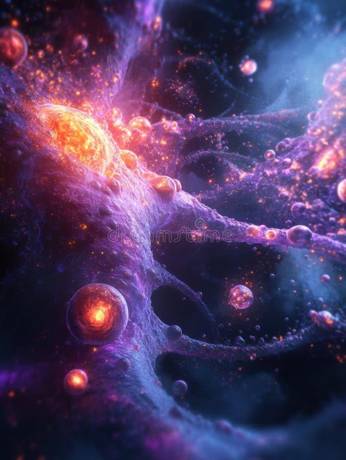 Cancer Cells with Glowing Edges Showcase Vibrant Cellular Activity in a ...