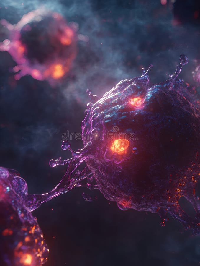 Cancer Cells Illuminated with Bright Edges Showcasing Cellular Activity ...