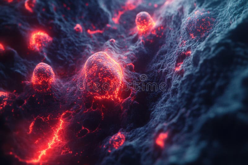 Cancer Cells Illuminated with Glowing Edges Showcasing Cellular ...