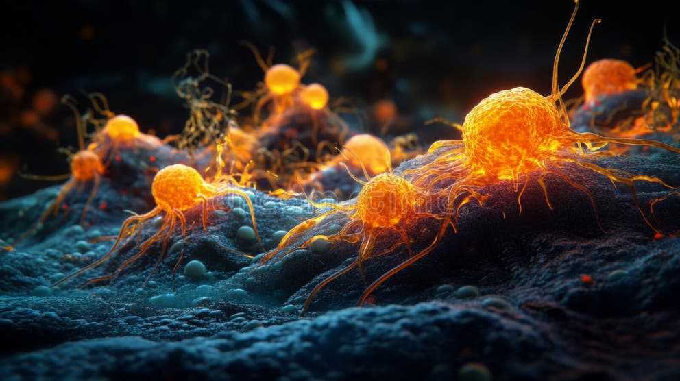 Cancer Cells Microscopic View Inflammatory Response Stock Illustration ...