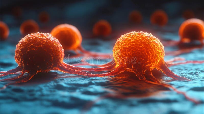 Cancer Cells Under Microscope Showcasing Vibrant Colors and Intricate ...