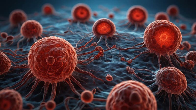 Cancer Cells Spreading and Growing on Tissue Surface Stock Illustration ...