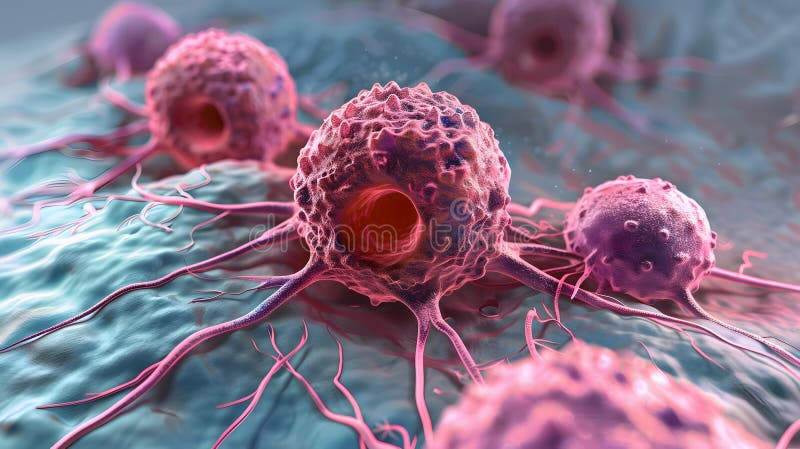 Cancer Cells Under a Microscope. Stock Illustration - Illustration of ...