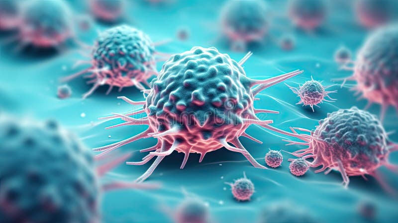 Cancer Cells Under Microscope Stock Illustration - Illustration of ...